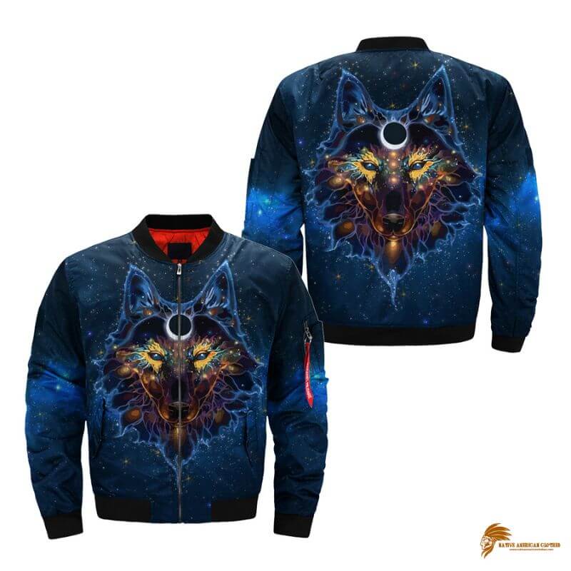 Galaxy Art Wolf Native American Coat - Nativeamericanclothes.com